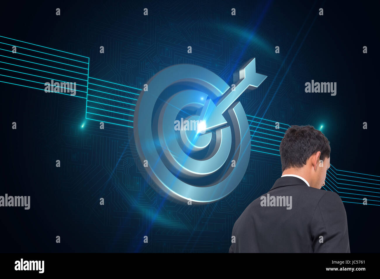 Composite image of shiny target on black background Stock Photo - Alamy