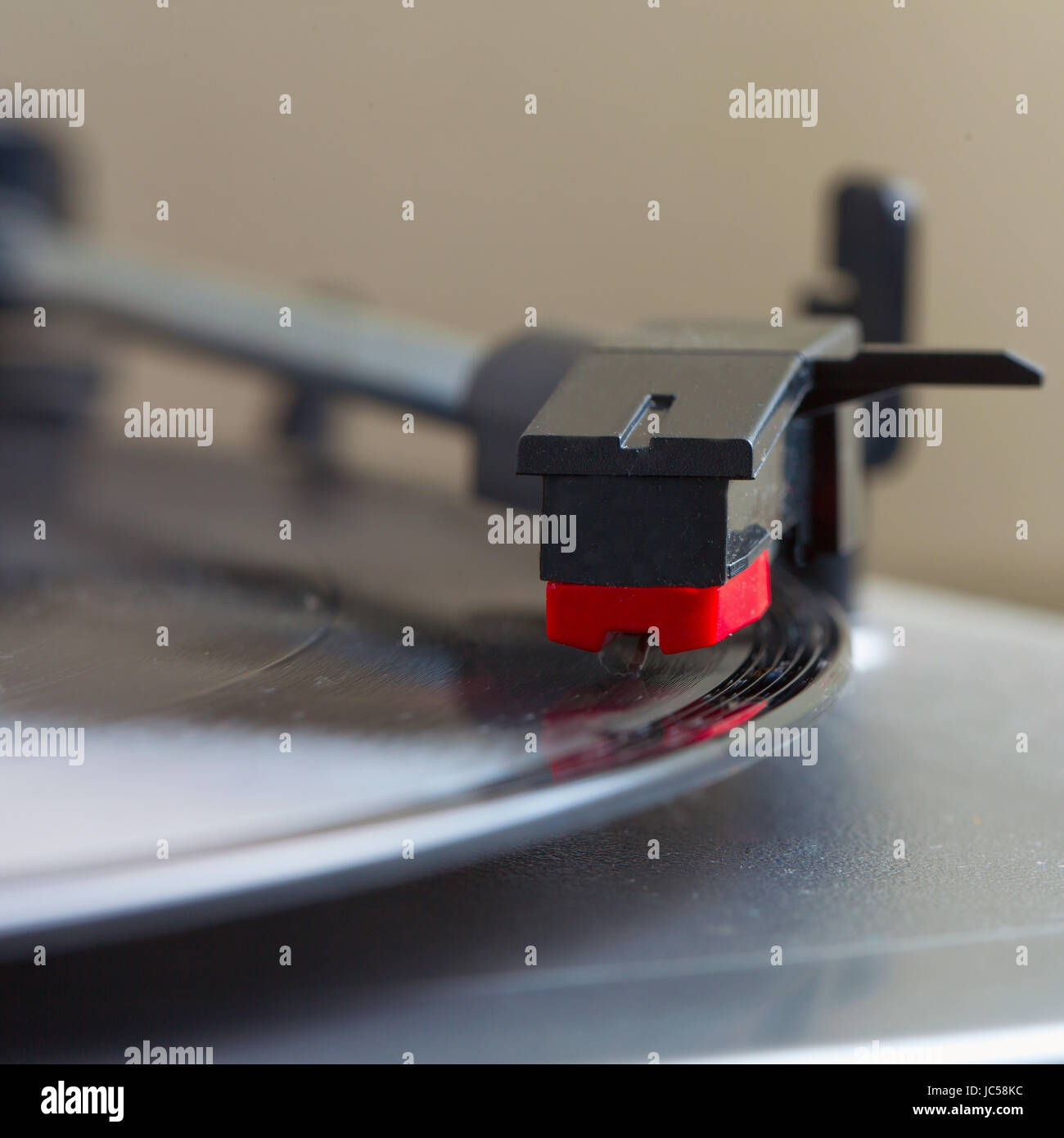 Turntable with a vinyl record, square image Stock Photo - Alamy
