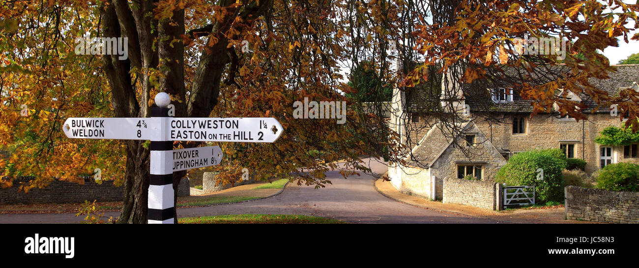 Autumn view of the village green at Duddington village ...