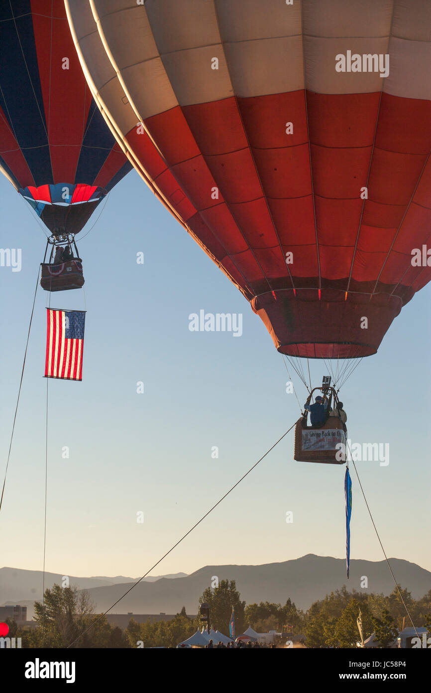 Flag raising during the Reno Balloon Race Stock Photo - Alamy