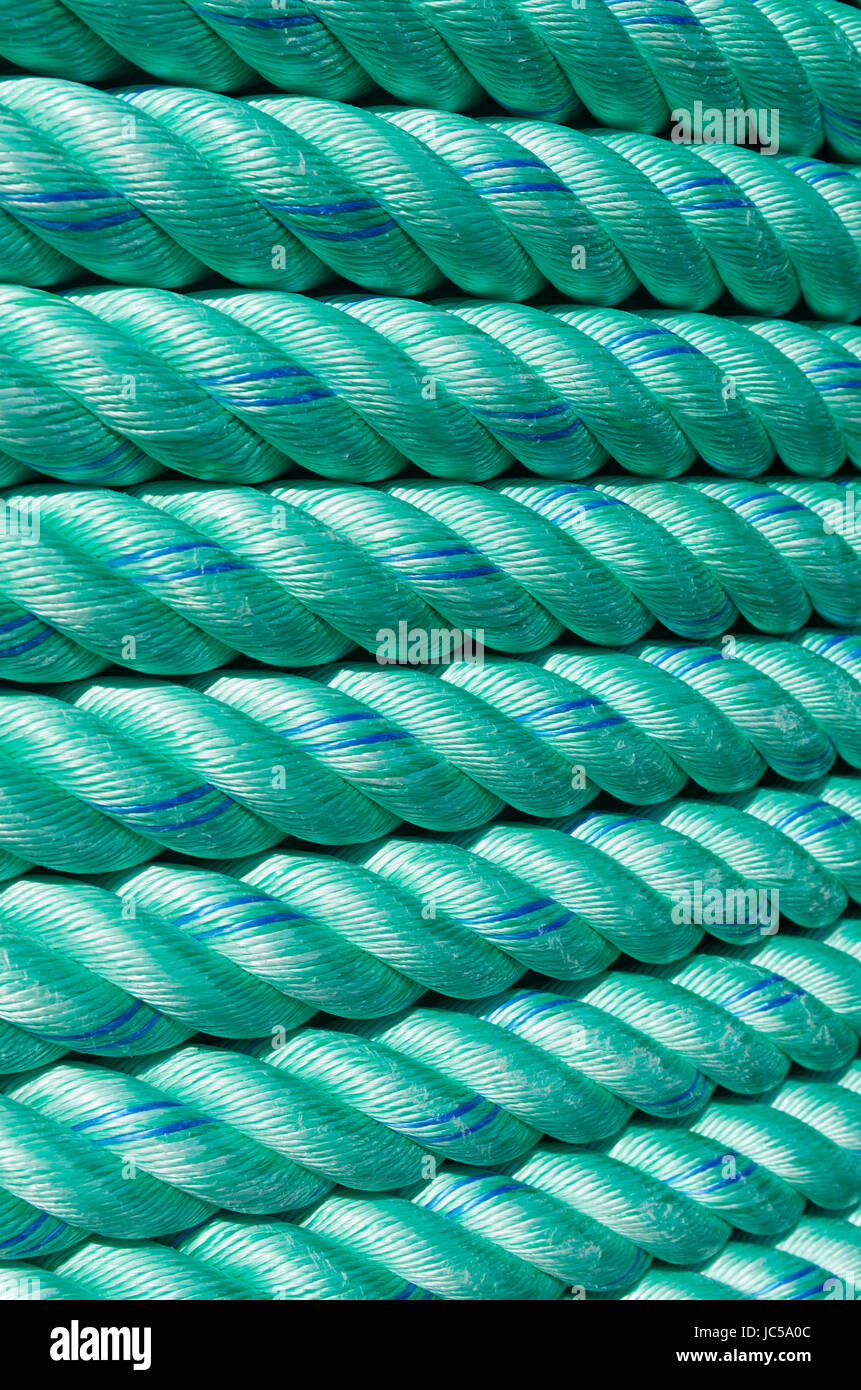 large roll with new green rope for the shipping industry Stock Photo ...