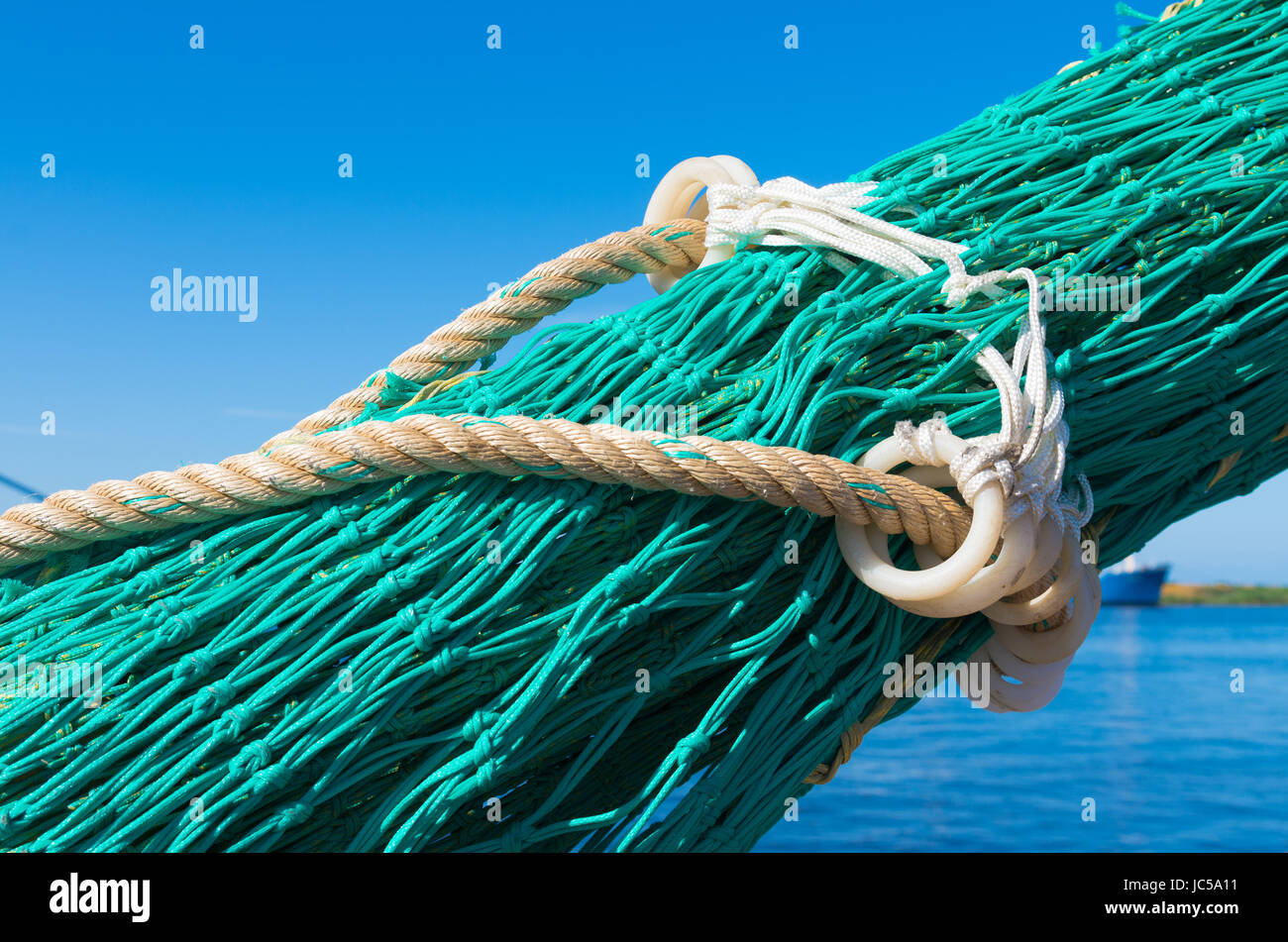 detail of a fishing net in a dutch harbor Stock Photo - Alamy