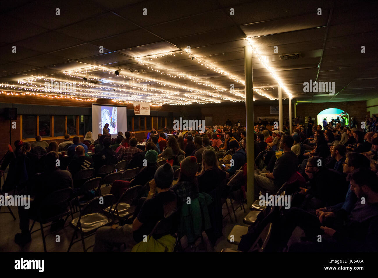 Eminent alpine climber Kitty Calhoun gives a presentation at the ...