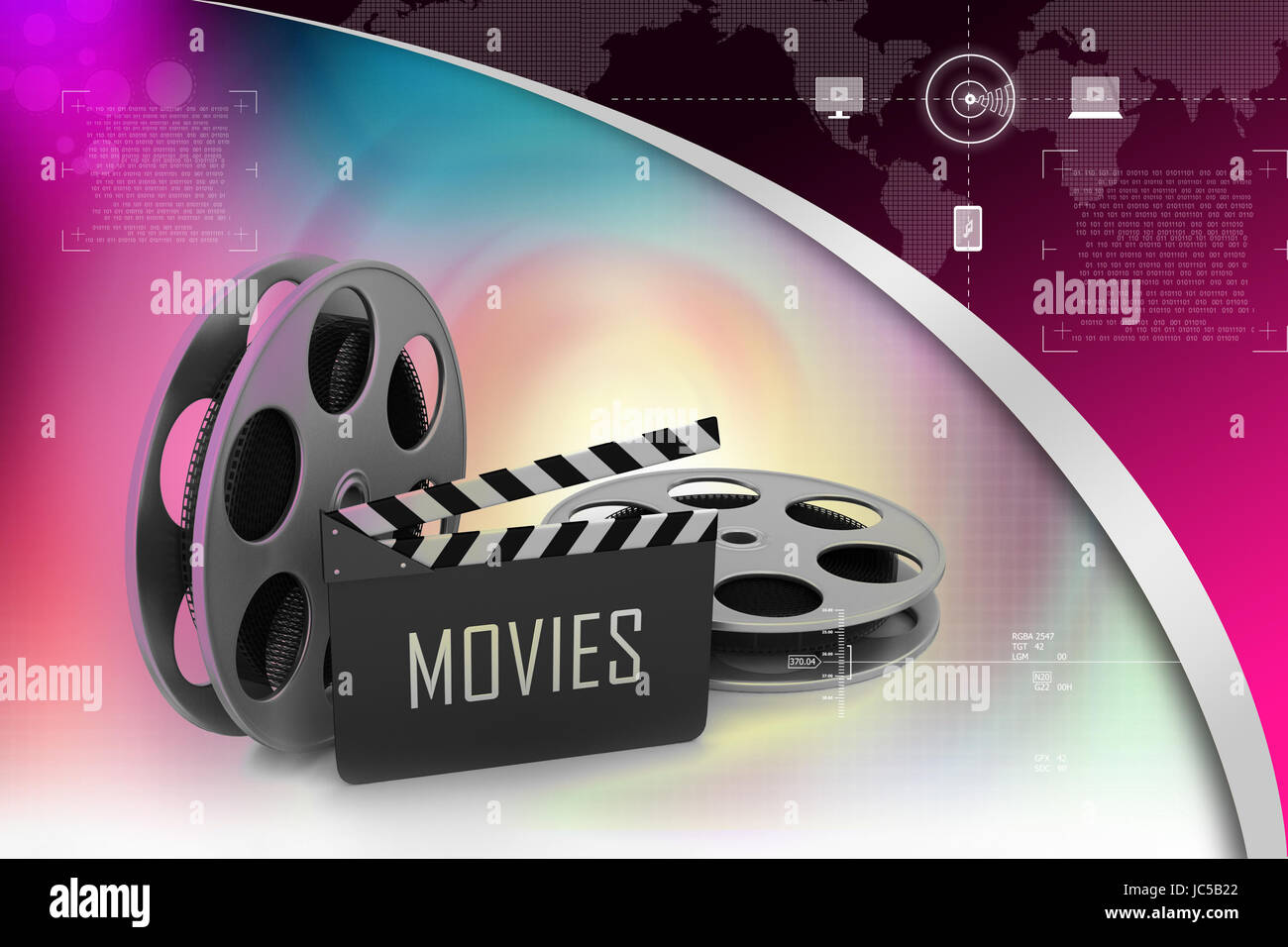 Film Reels and Clapper board Stock Photo - Alamy