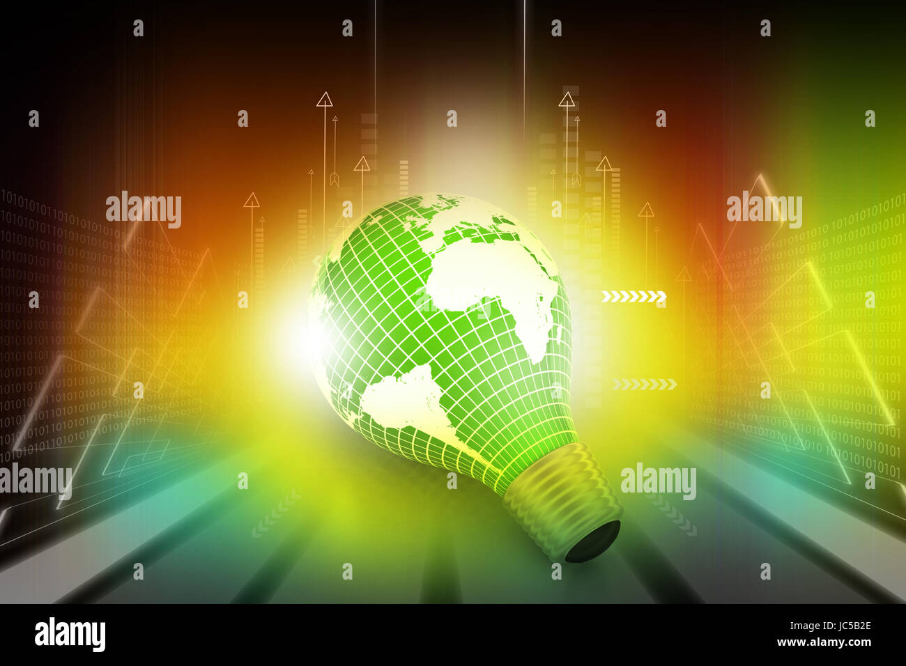 an electric light bulb with a world map Stock Photo - Alamy
