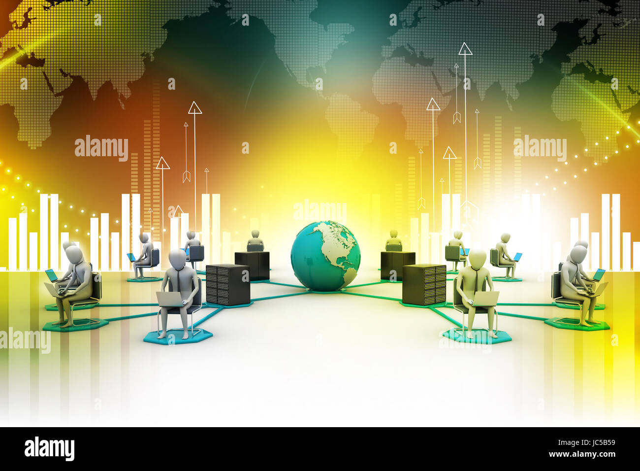Networking people with globe Stock Photo - Alamy