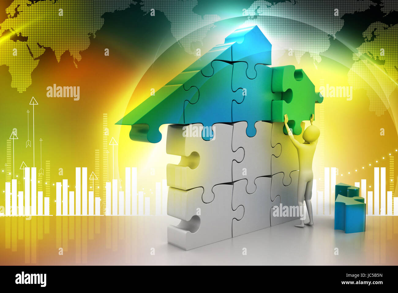 3d man, building the house Stock Photo - Alamy