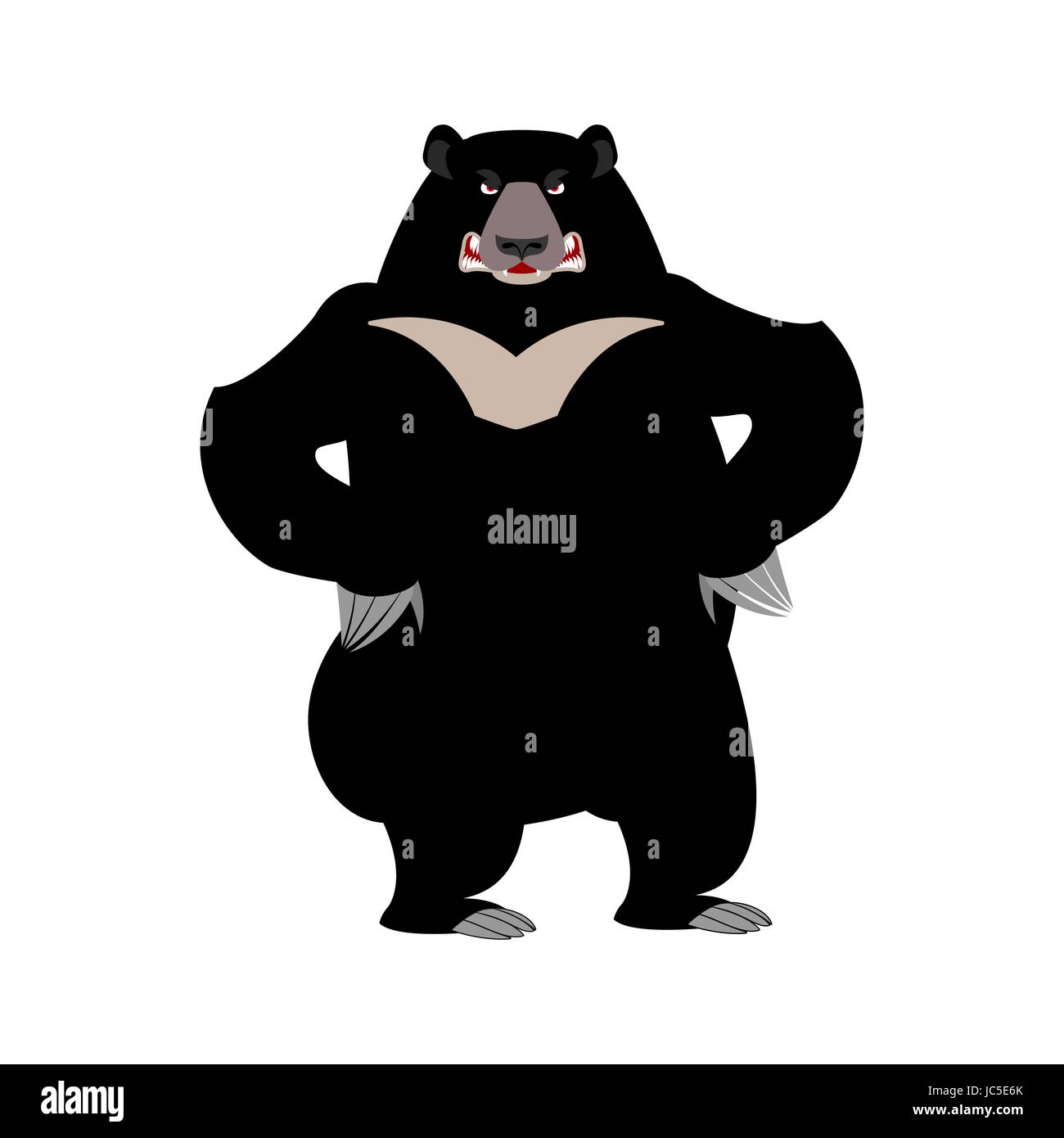 Himalayan bear angry emotion. aggressive wild animal emoji. Black big ...