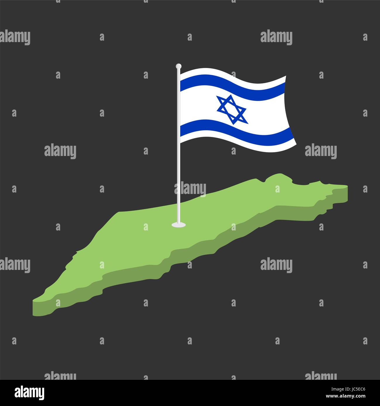 Israel flag and map. Israeli banner ribbon. Jewish Symbol of State ...