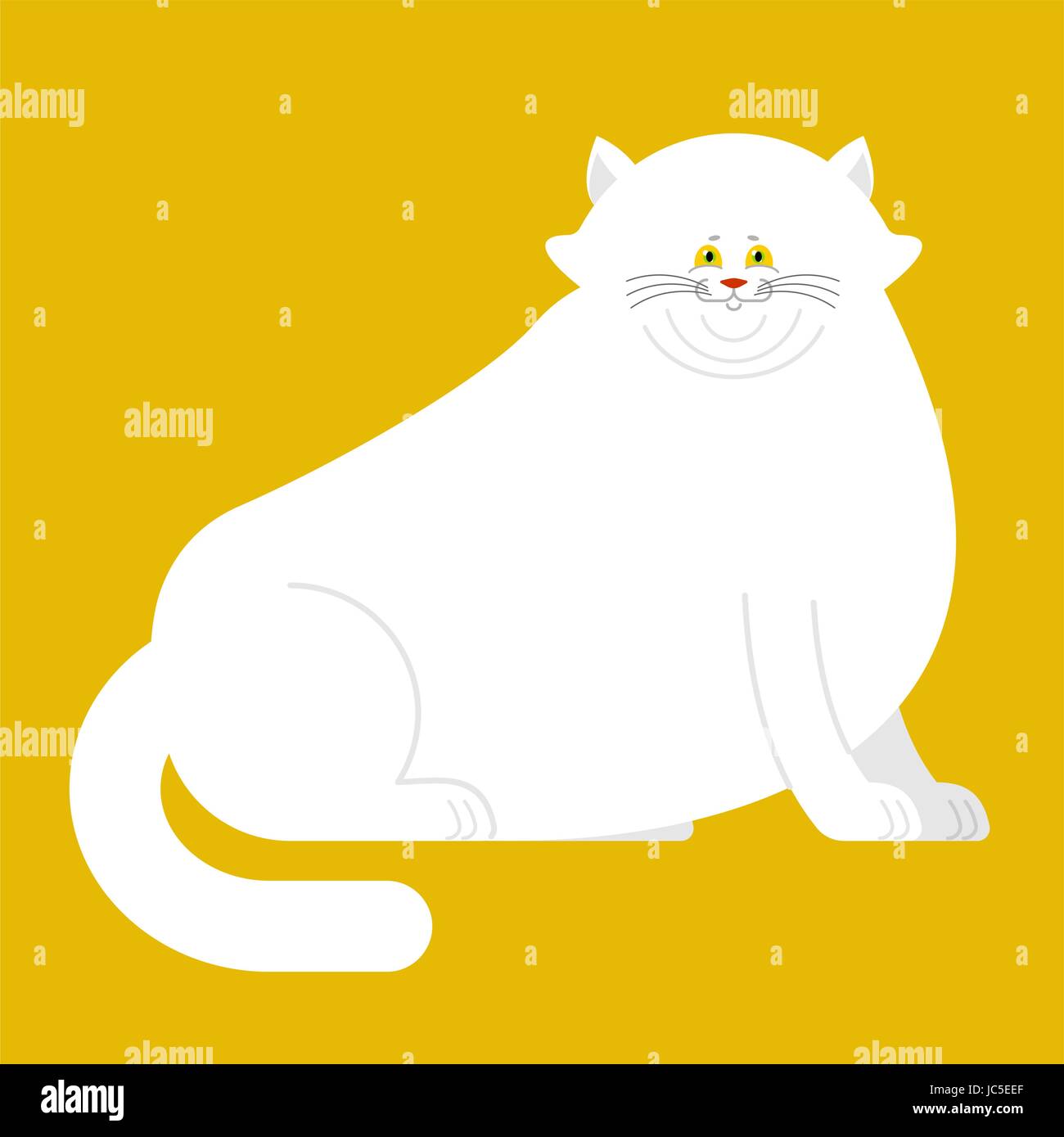 White fat cat sitting Stock Vector Images - Alamy
