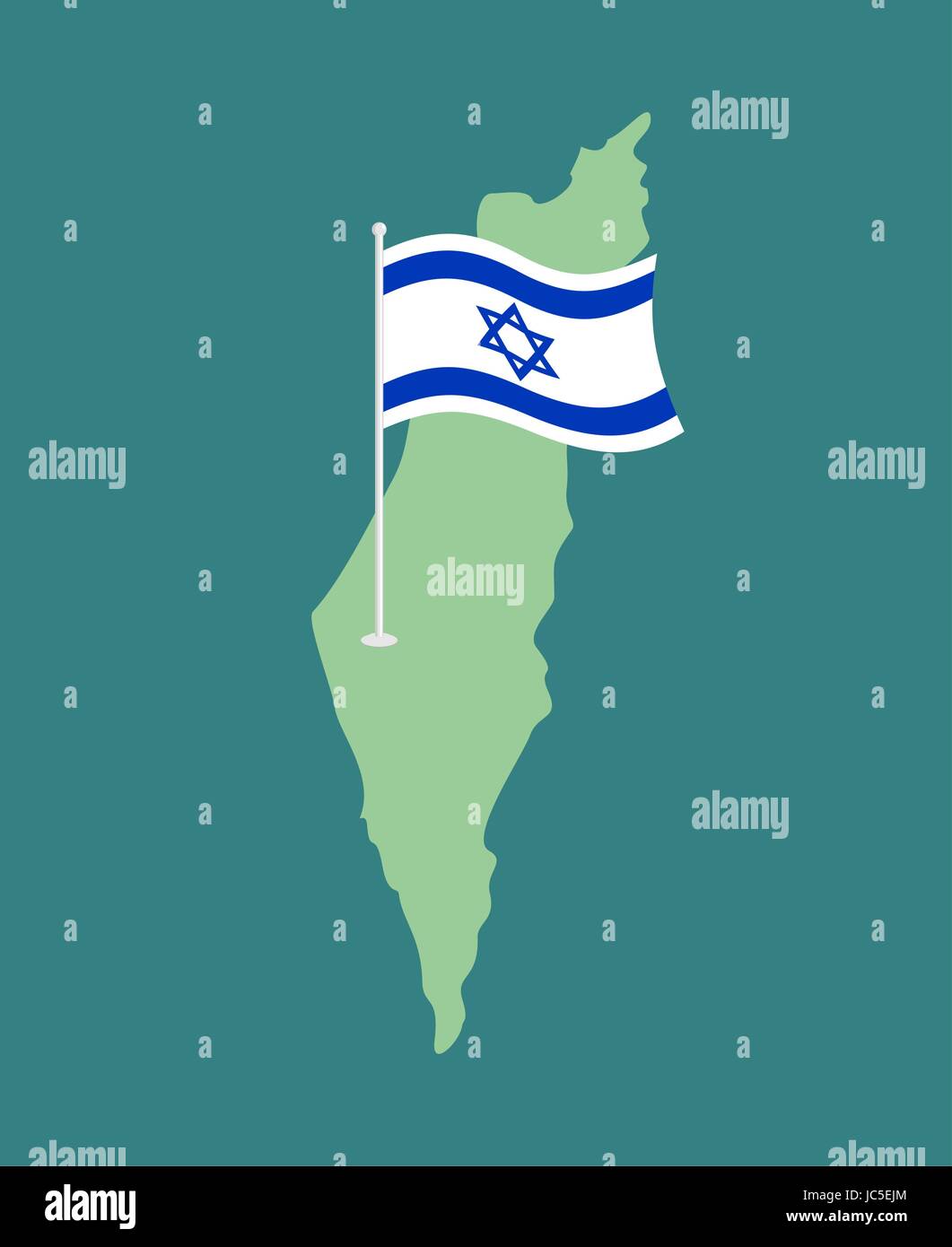 Israel flag and map. Israeli banner ribbon. Jewish Symbol of State ...