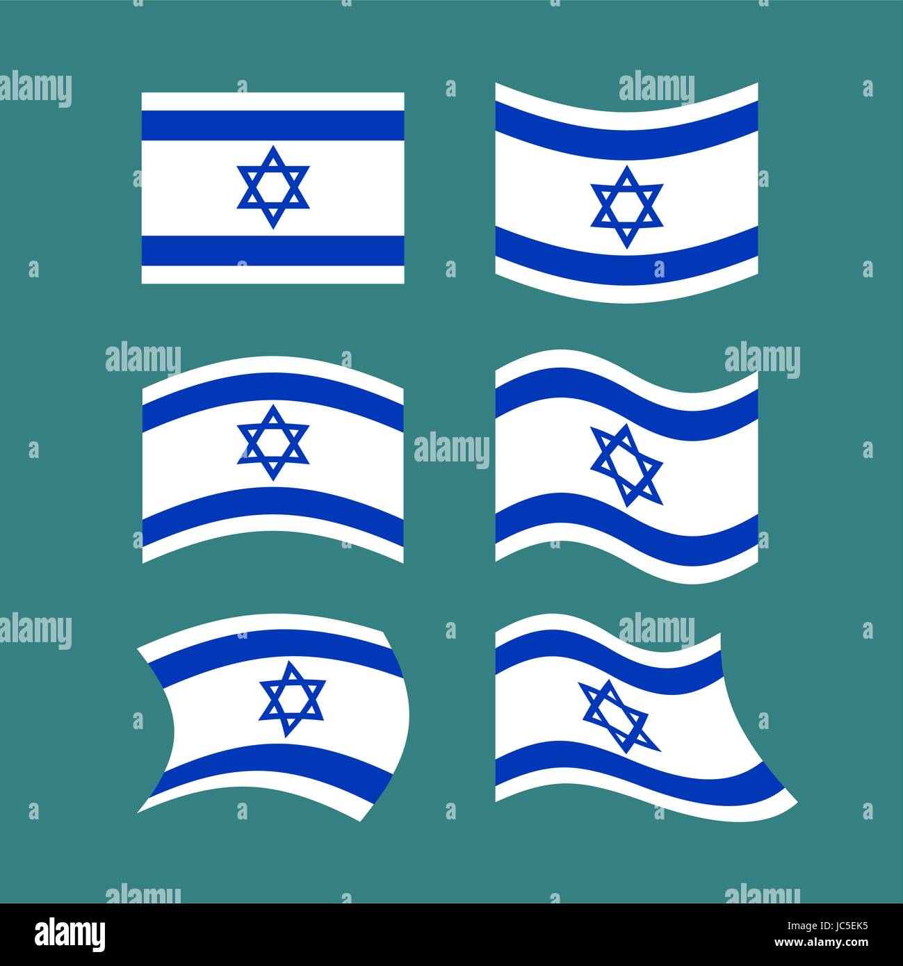 Israel flag set. Israeli banner ribbon. Jewish Symbol of State Stock ...