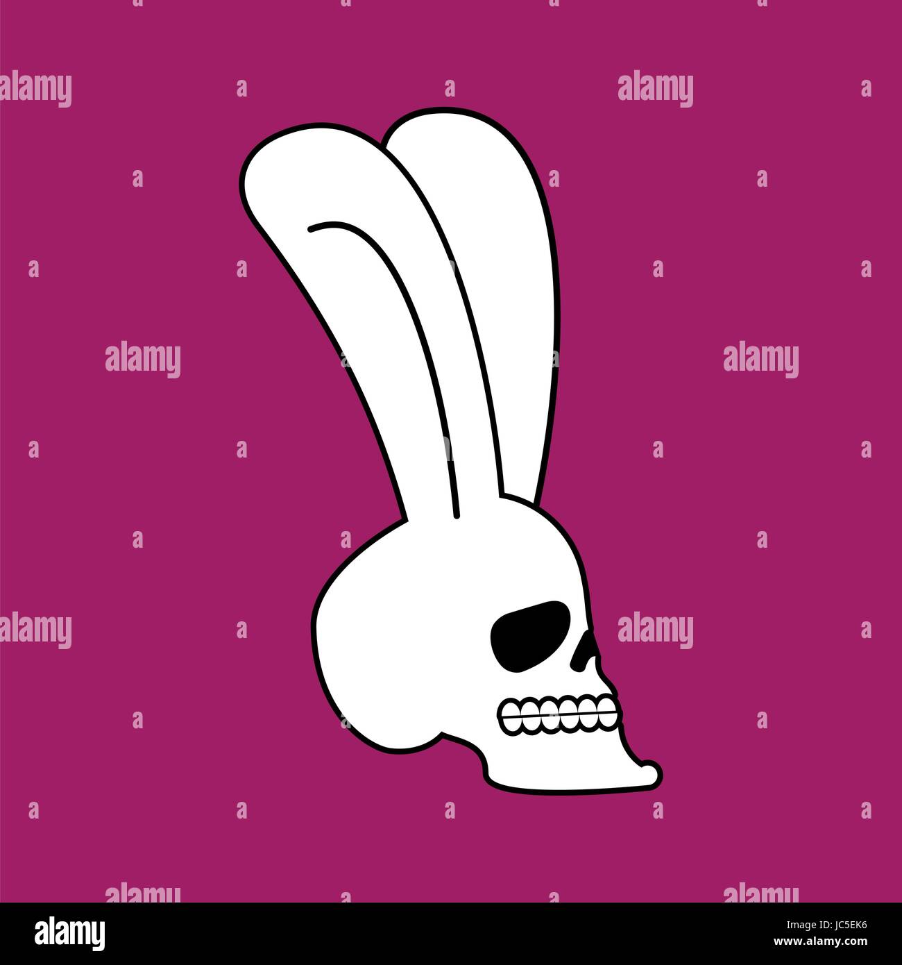 Rabbit skull. White bunny with skeleton head with ears Stock Vector ...