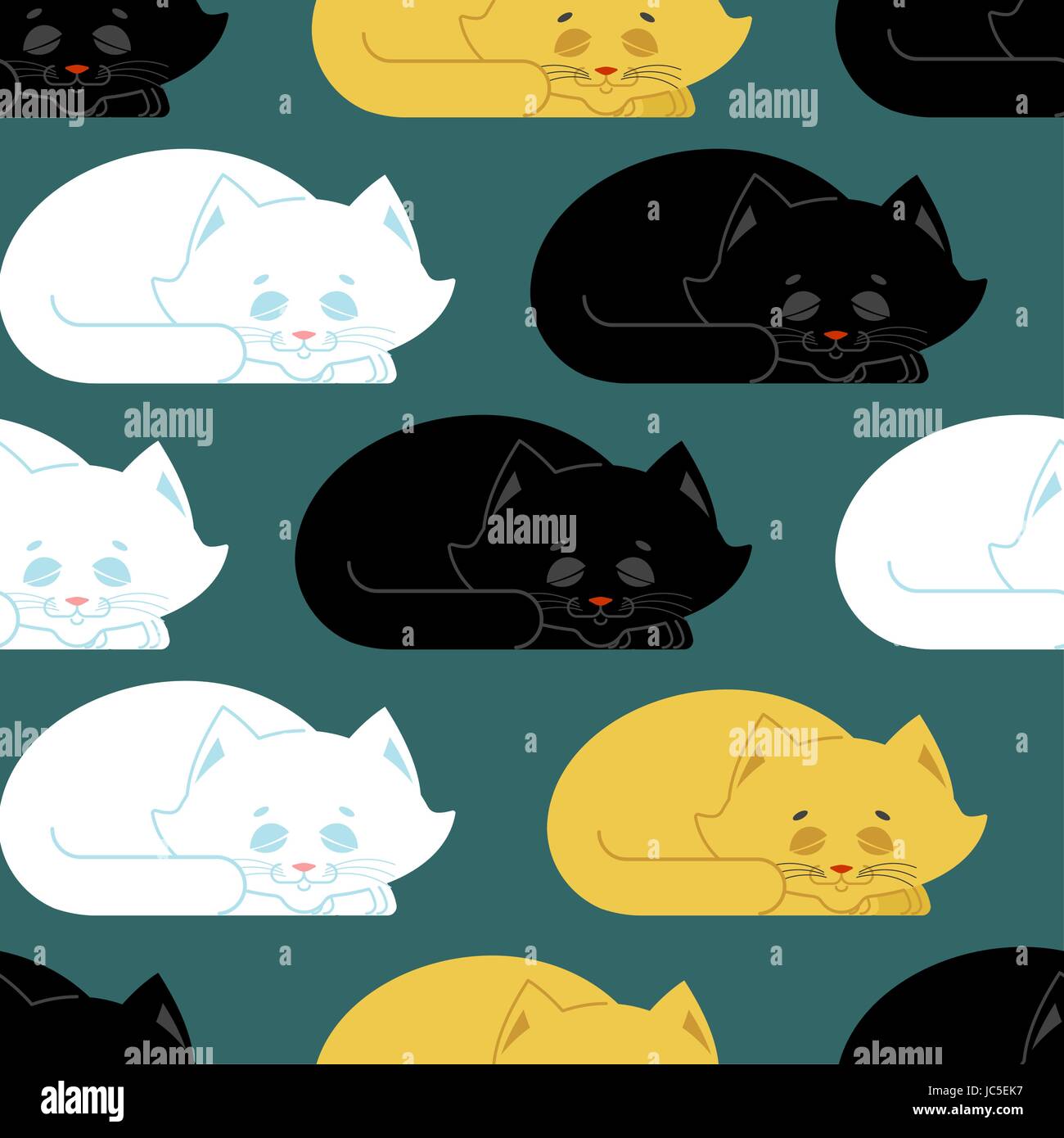 Sleeping cat pattern. kitten be asleep seamless texture. sleep pet ...