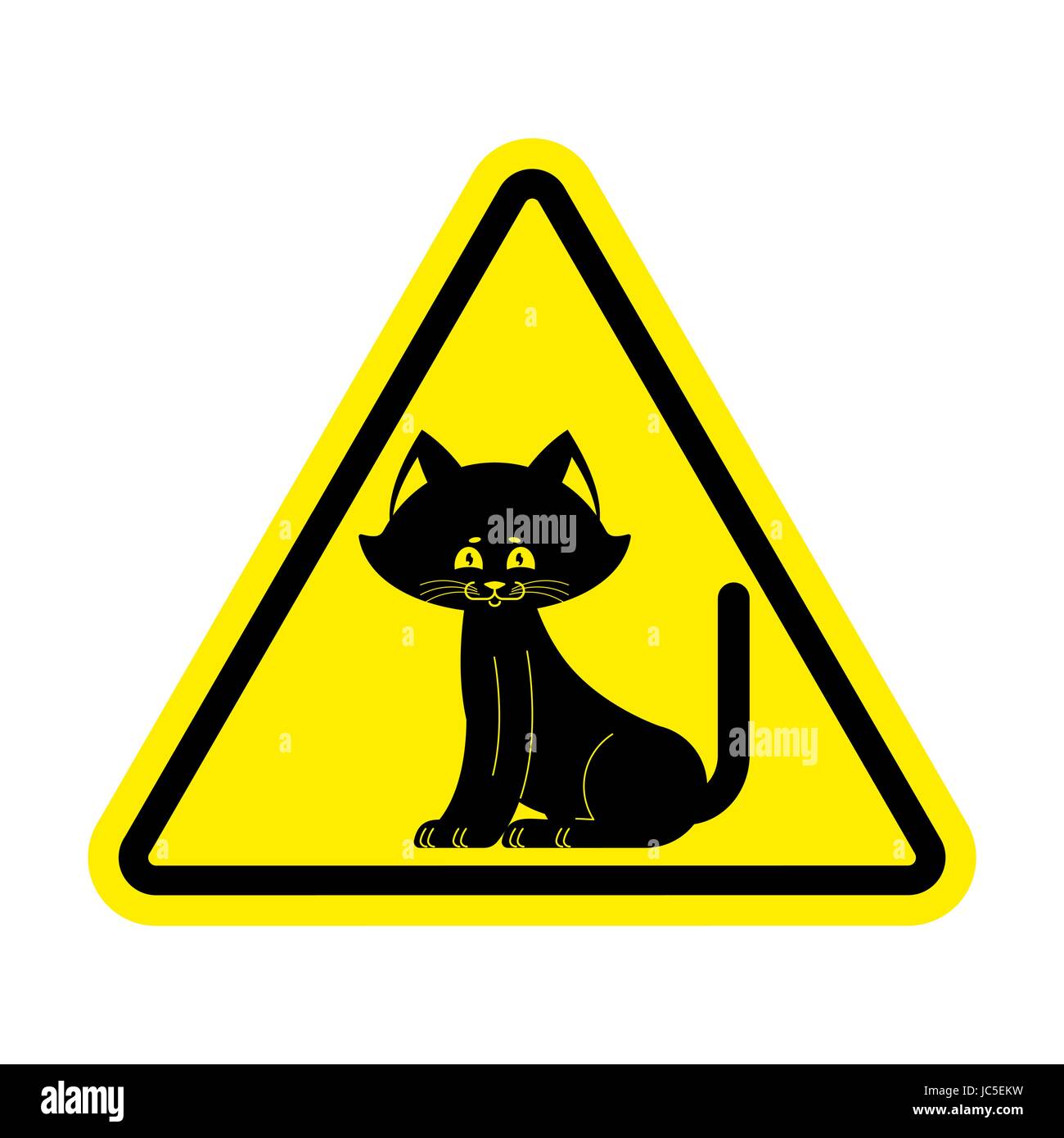 Attention cat. Caution pet. Yellow triangle road sign Stock Vector ...