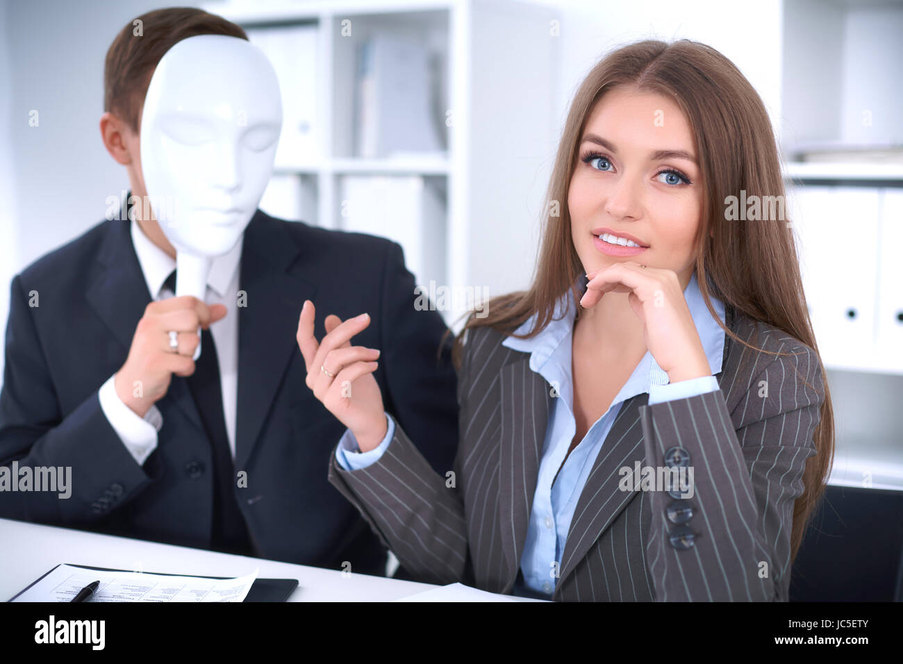 Group of business people at a meeting. Negative concept, Lack of ...