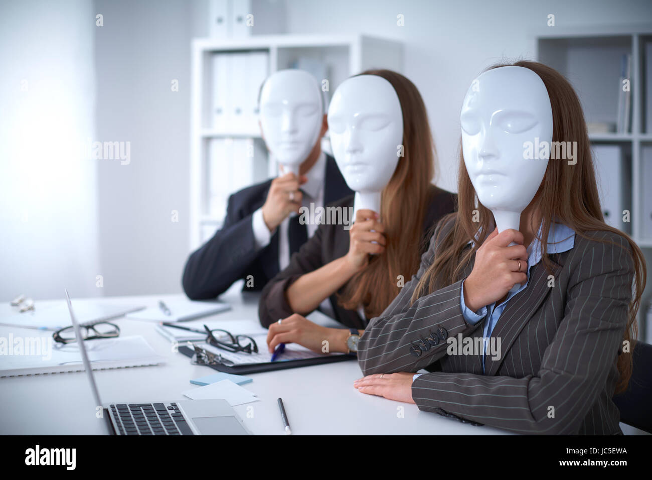 Group of business people at a meeting. Negative concept, Lack of ...