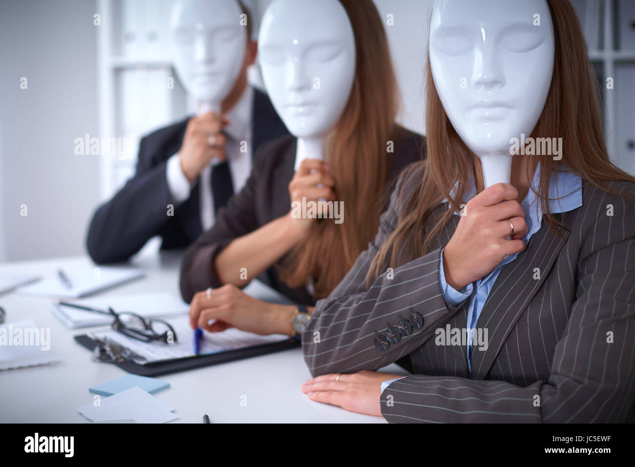 Group of business people at a meeting. Negative concept, Lack of ...