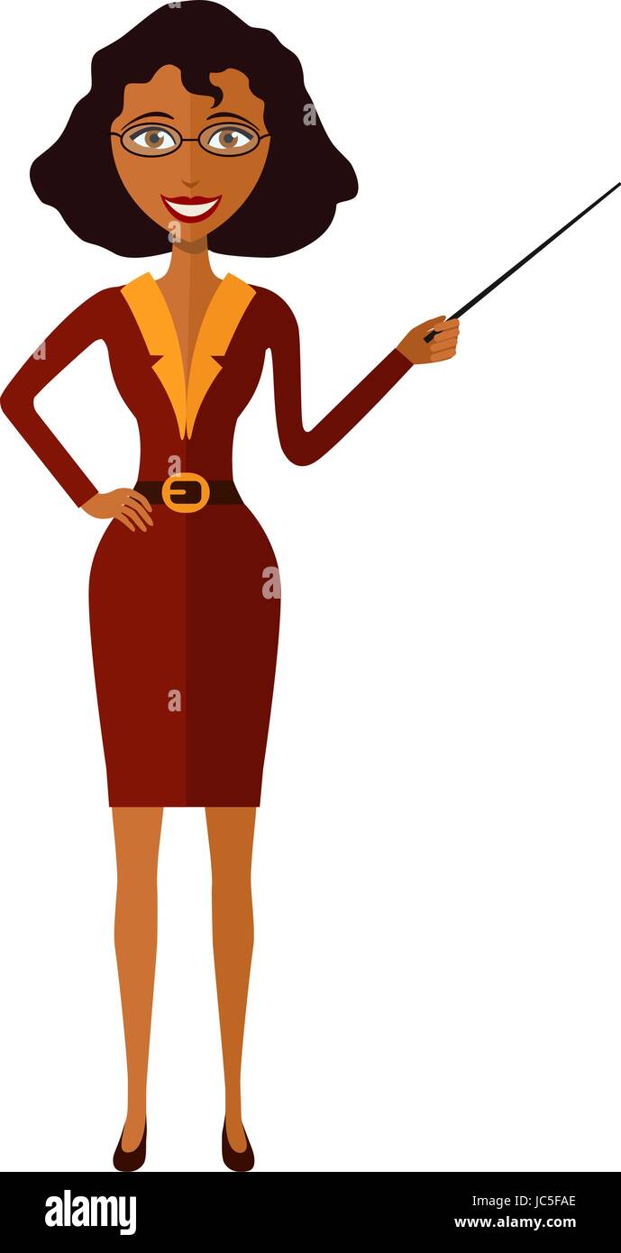 African American teacher with a pointer. Tutor character vector ...