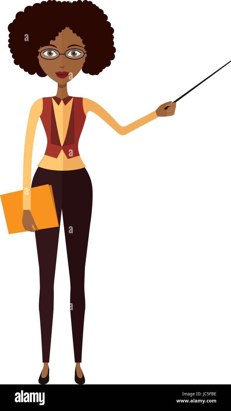 African American Teacher With A Pointer Vector Isolated On A White