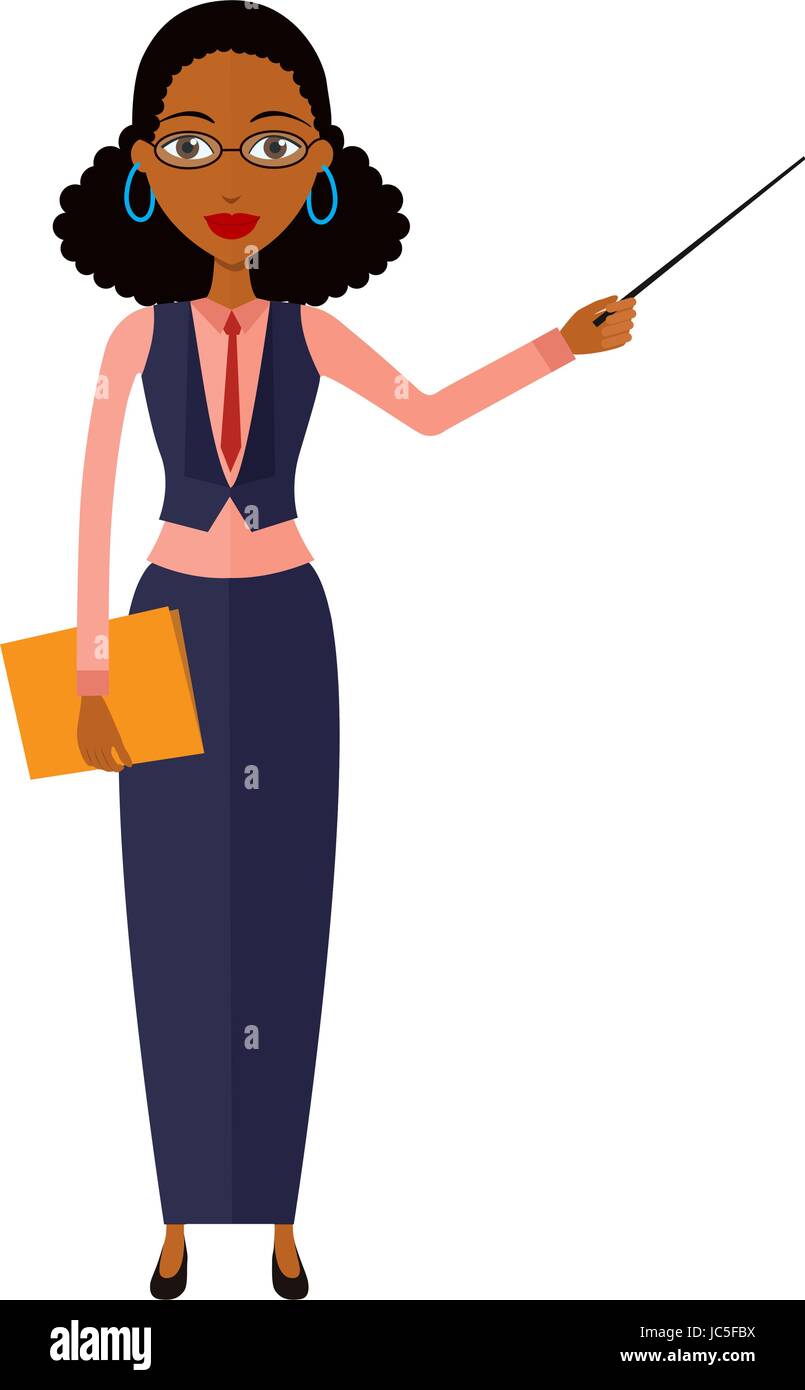 African business teacher woman presenting something. Tutor character ...
