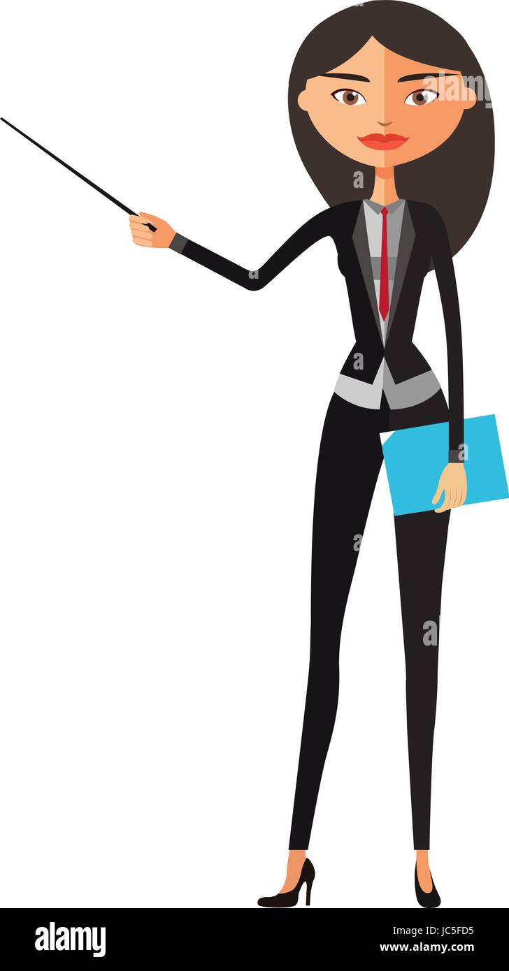 Business asian lady with a pointer. Young manager presenting something ...