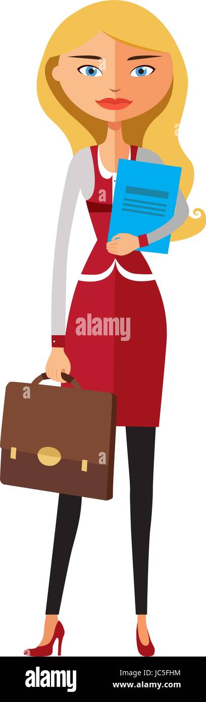 Office worker is ready to work.Woman secretary. Vector flat cartoon ...