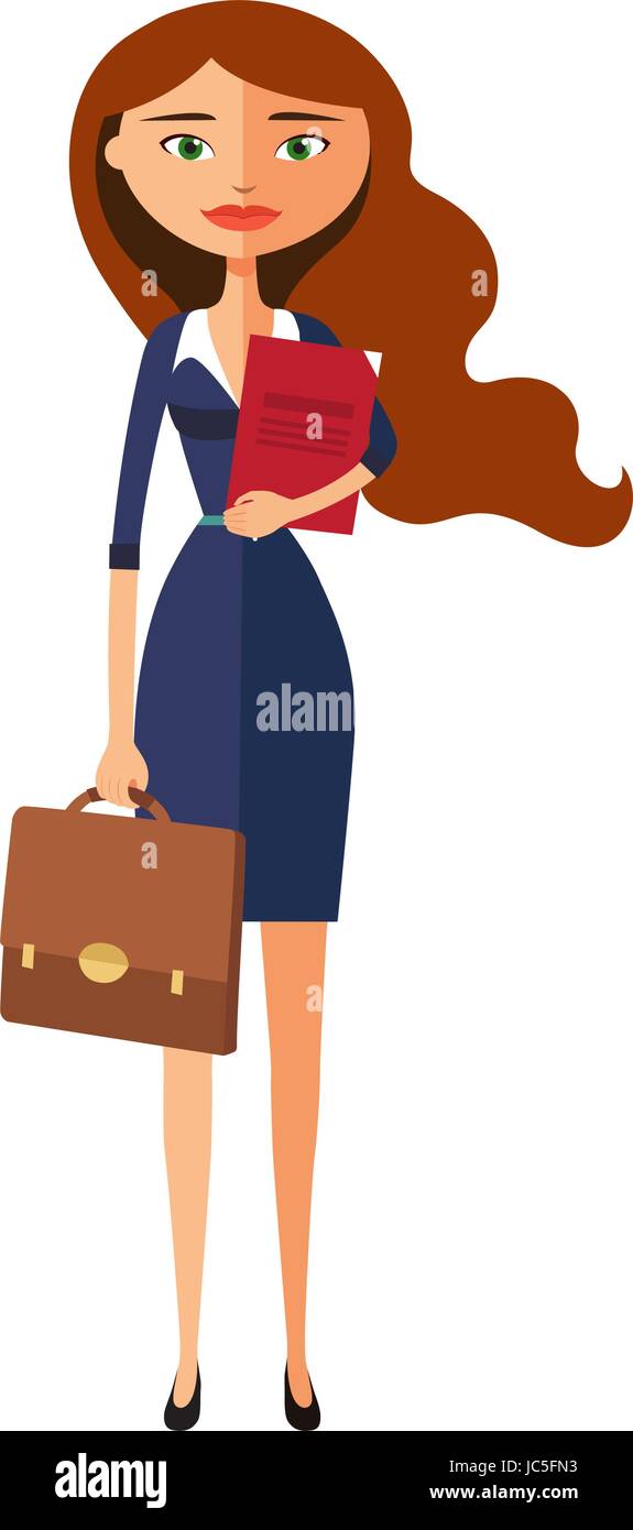 Business carroty lady . Office worker. Woman secretary. Vector flat ...