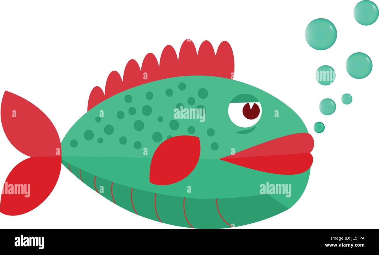 Fish with blowing bubbles flat icon vector illustration Stock Vector ...