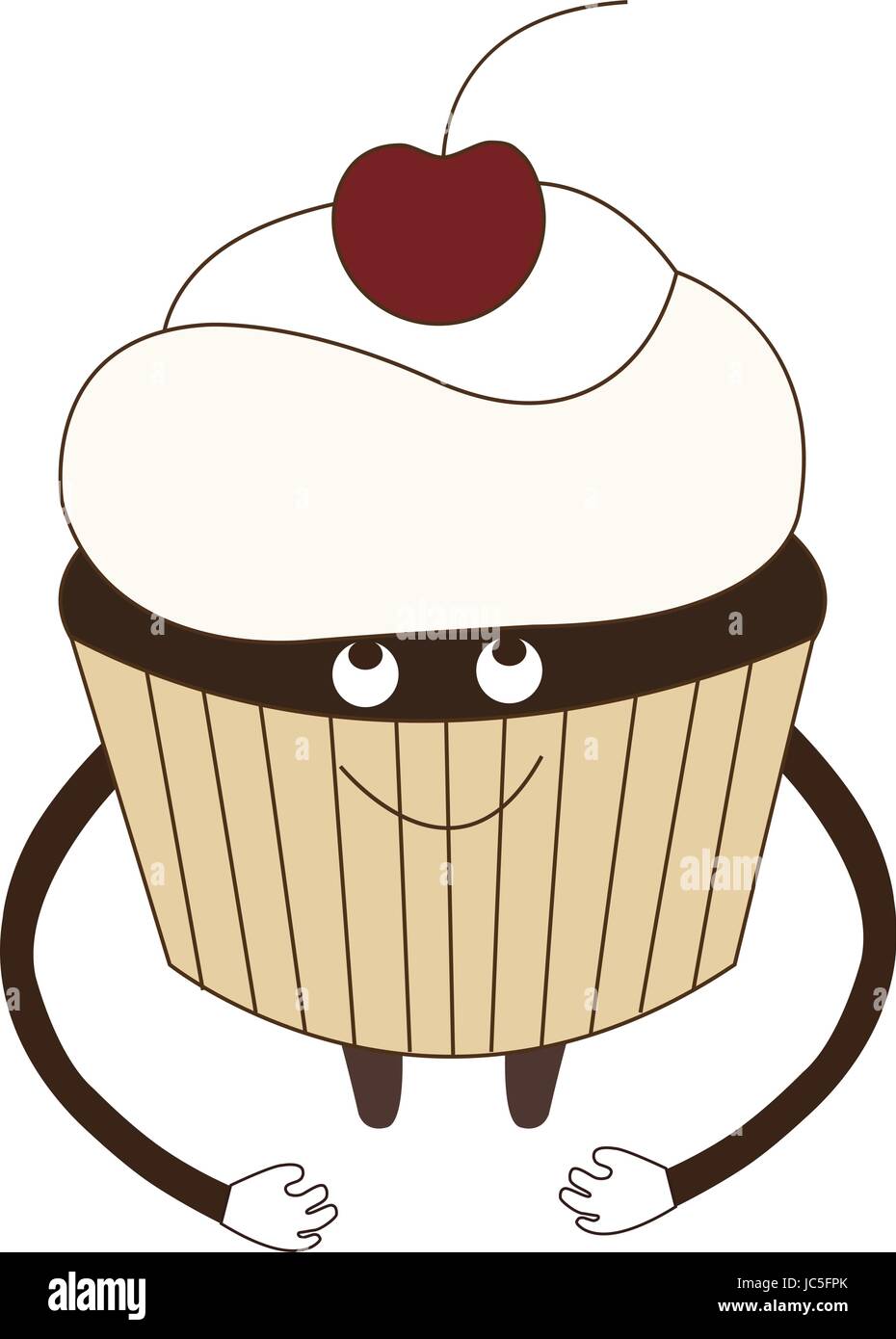 Funny cherry cupcake vector illustration cartoon isolated on white ...