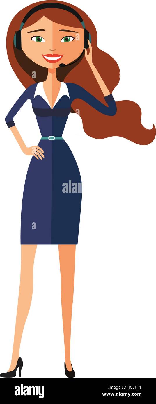 Customer service icon cartoon flat woman call center avatar vector ...