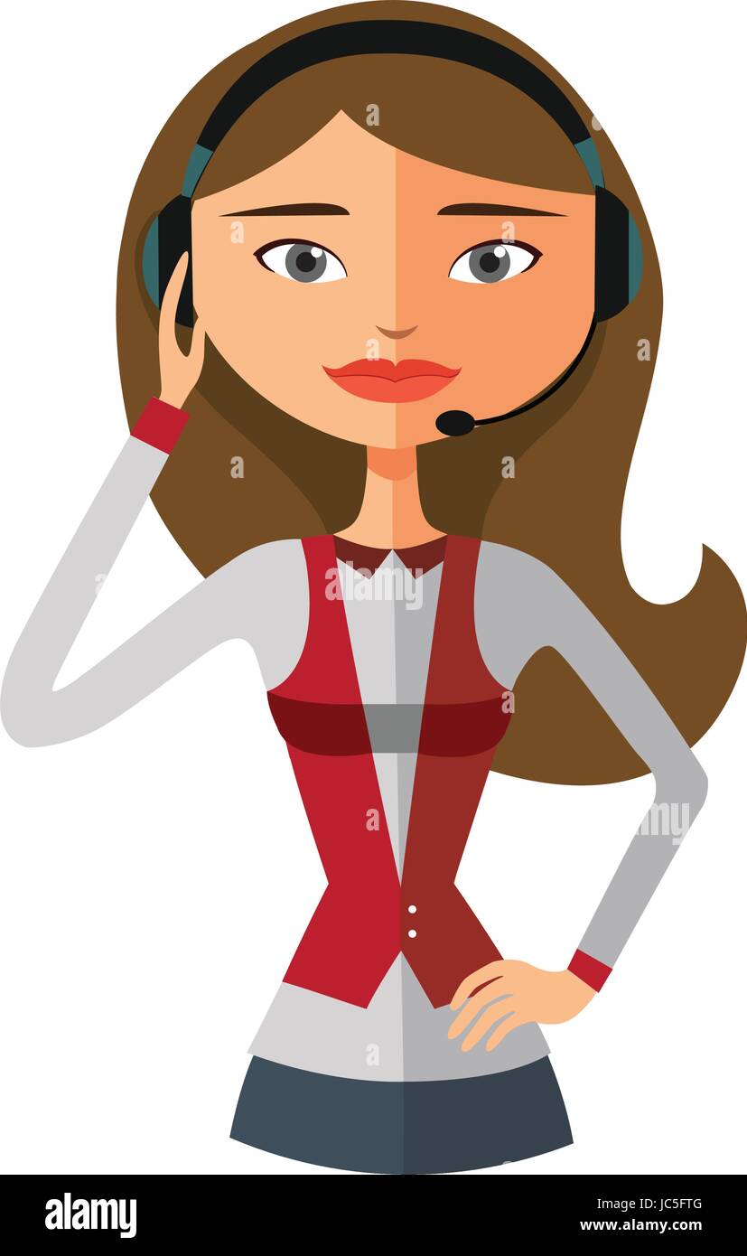 Cartoon illustration of a smiling customer support operator vector ...