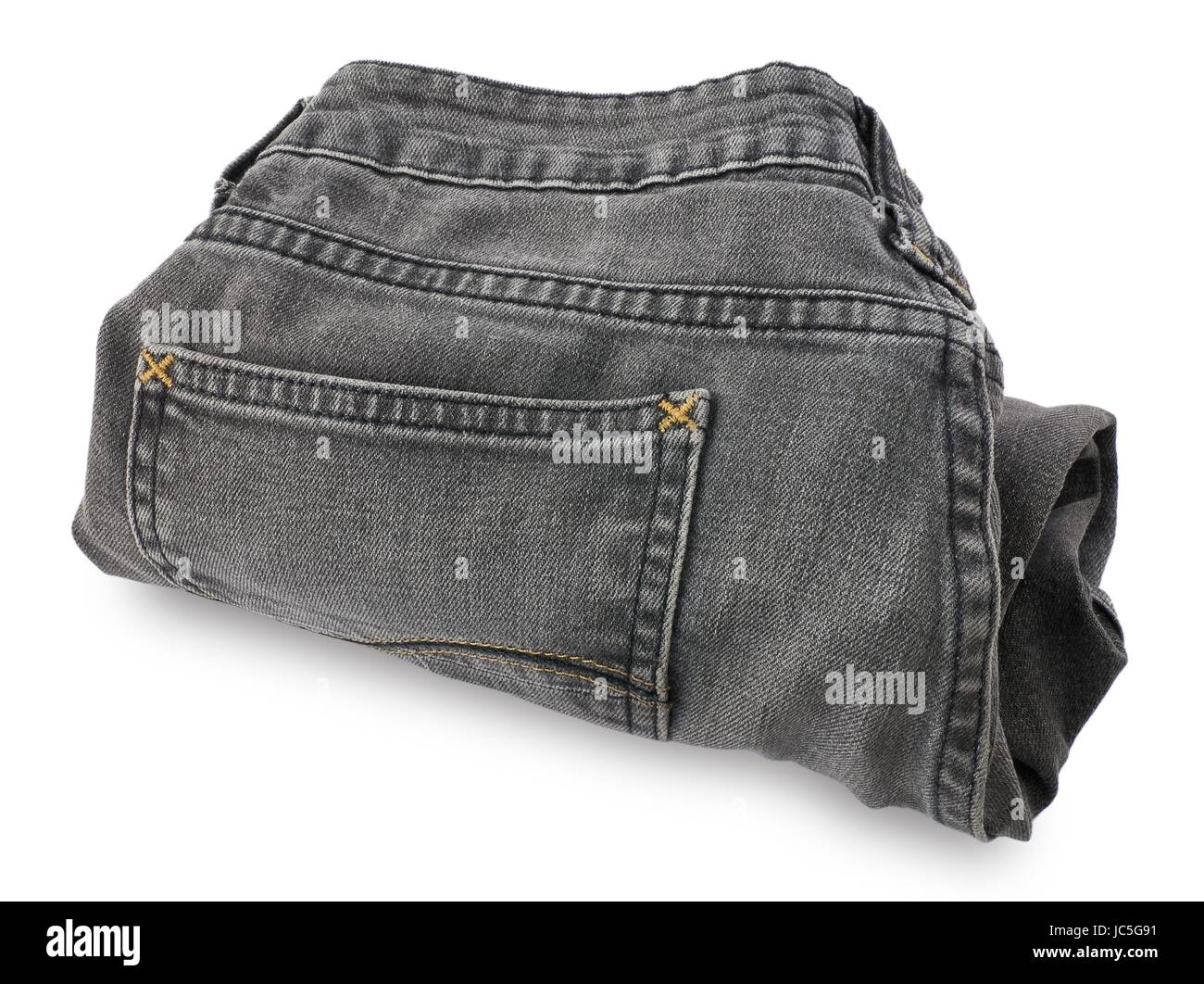 Fabric Texture, Close Up of Black Denim Jean Isolated On A White ...