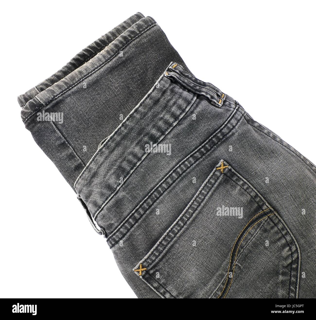 Fabric Texture, Close Up of Black Denim Jean Isolated On A White ...