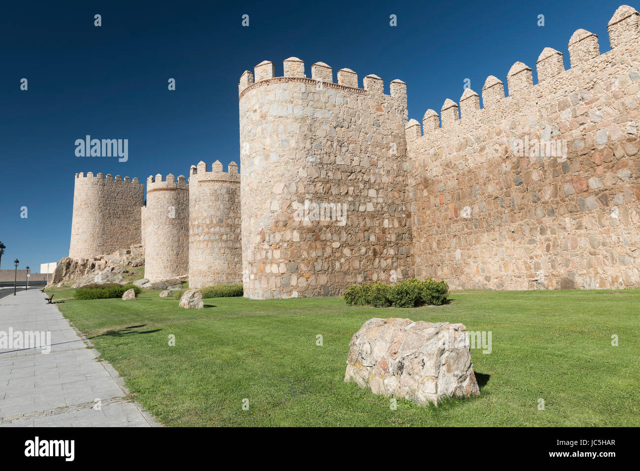 Avila (Castilla y Leon, Spain): the famous medieval walls surrounding ...
