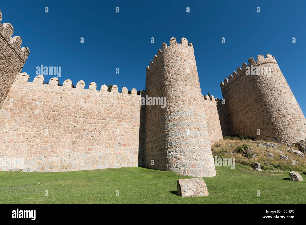 Avila (Castilla y Leon, Spain): the famous medieval walls surrounding ...