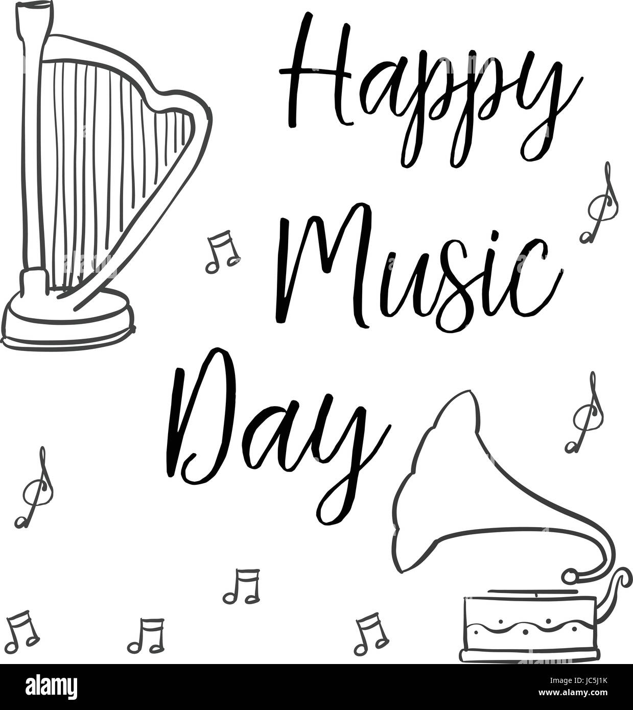 Hand draw music day greeting card collection Stock Vector Image & Art ...
