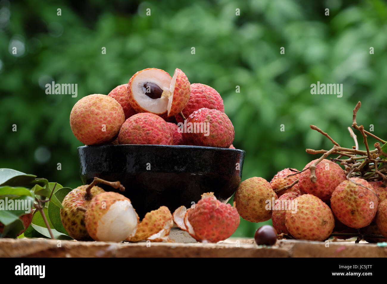 Close up of litchi fruit or lychee fruits, a tropical agriculture ...