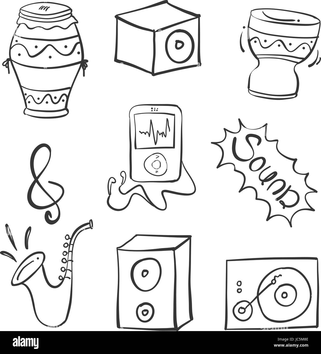 Vector illustration of musical instrument doodle Stock Vector Image ...