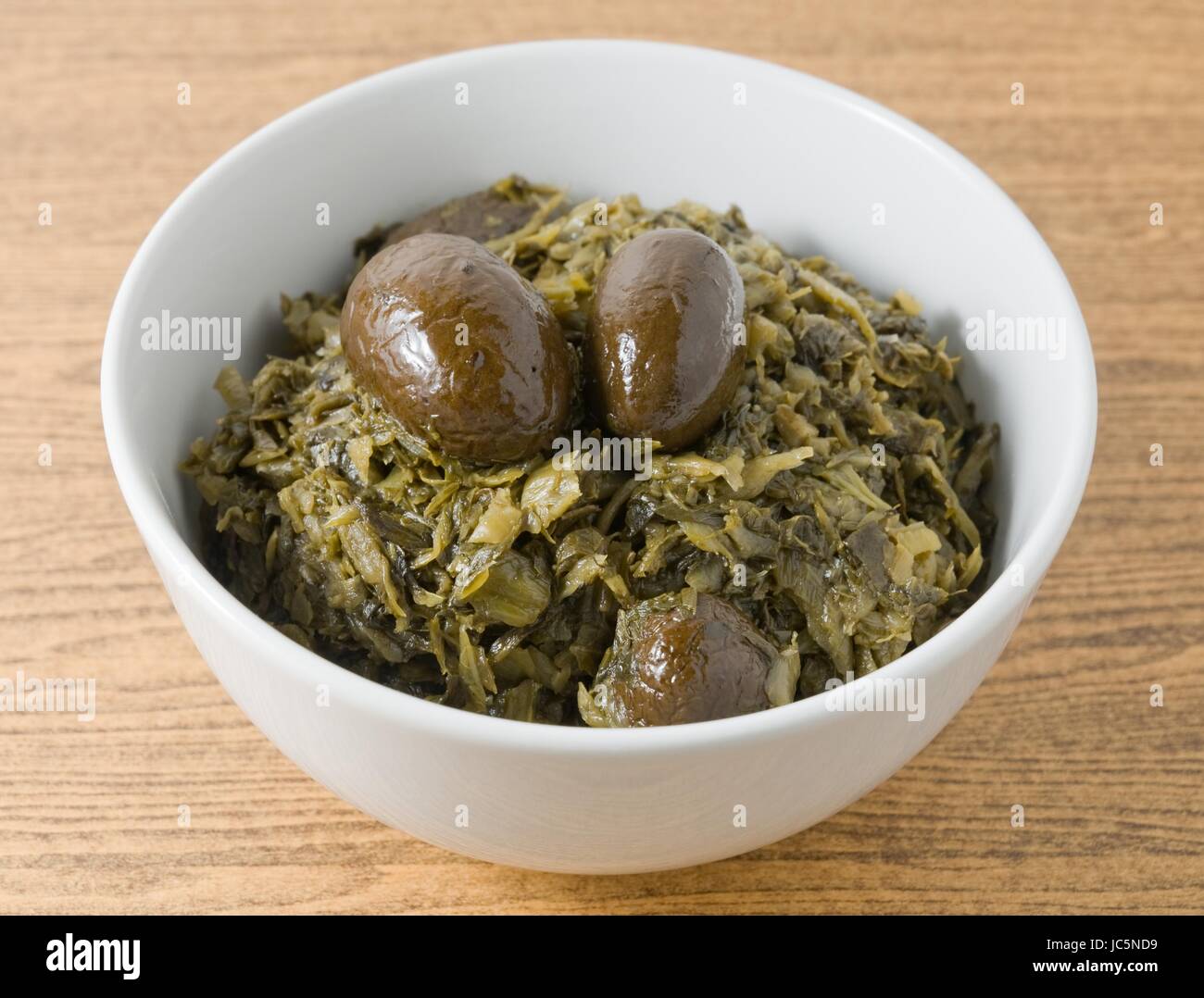 Chinese Traditional Food, A Bowl of Chopped Pickled Green Cabbage with ...