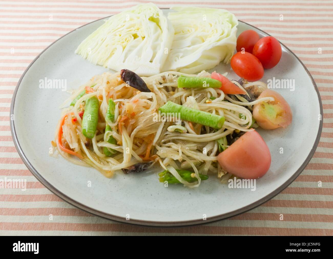 Thai Cuisine and Food, Thai Traditional Som Tam or Green Papaya Salad Made With Raw Papaya ...