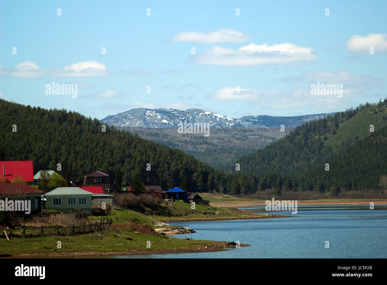 beautiful natural landscape with the top of the mountain Yamantau in ...