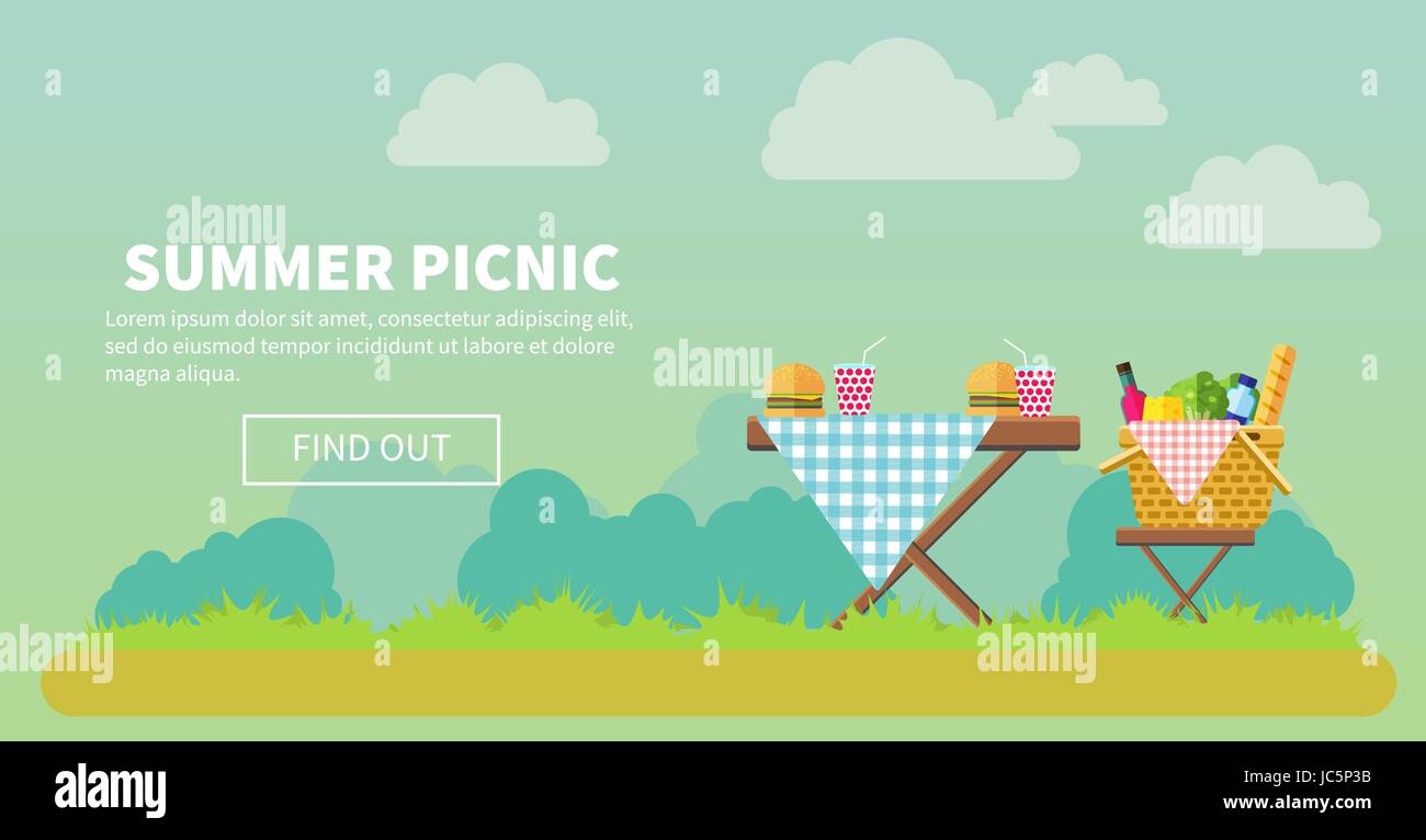 Outdoor picnic in park banner Stock Vector Image & Art - Alamy