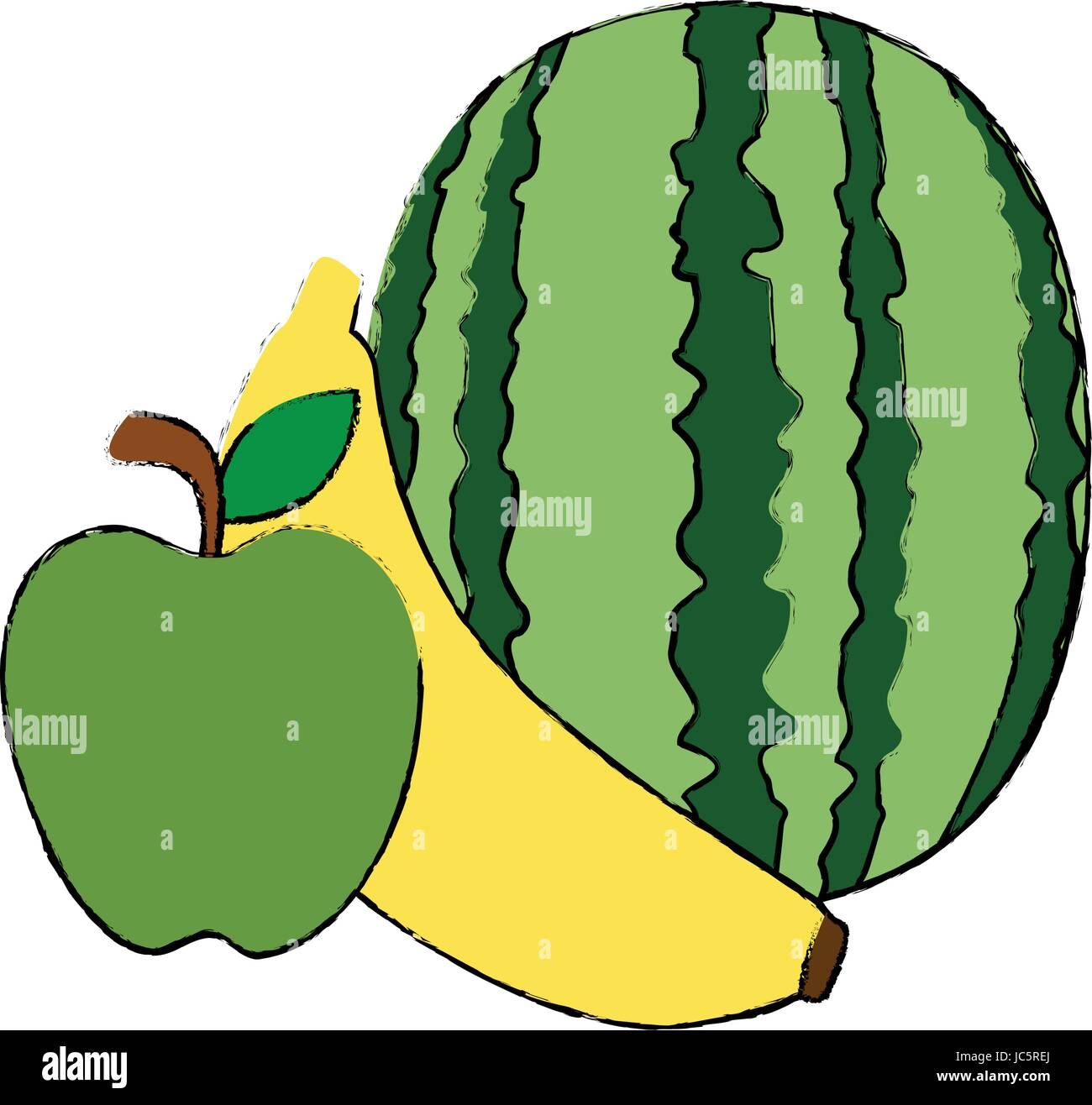 Watermelon banana and apple fruits Stock Vector Image & Art - Alamy