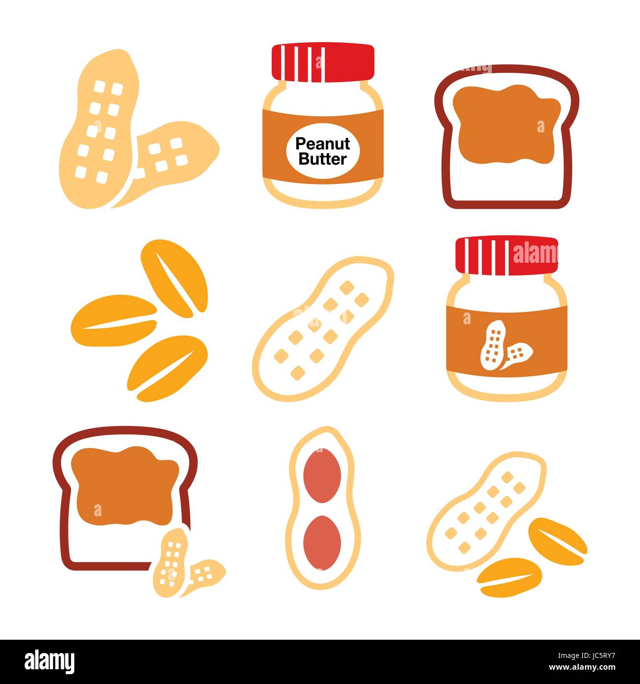 Peanuts, peanut butter - food vector icons set Stock Vector Image & Art ...
