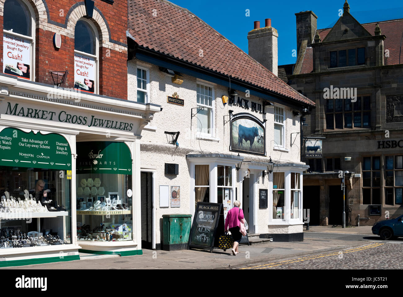 Marstons Black Bull Pub bar exterior town centre Market Place Thirsk ...