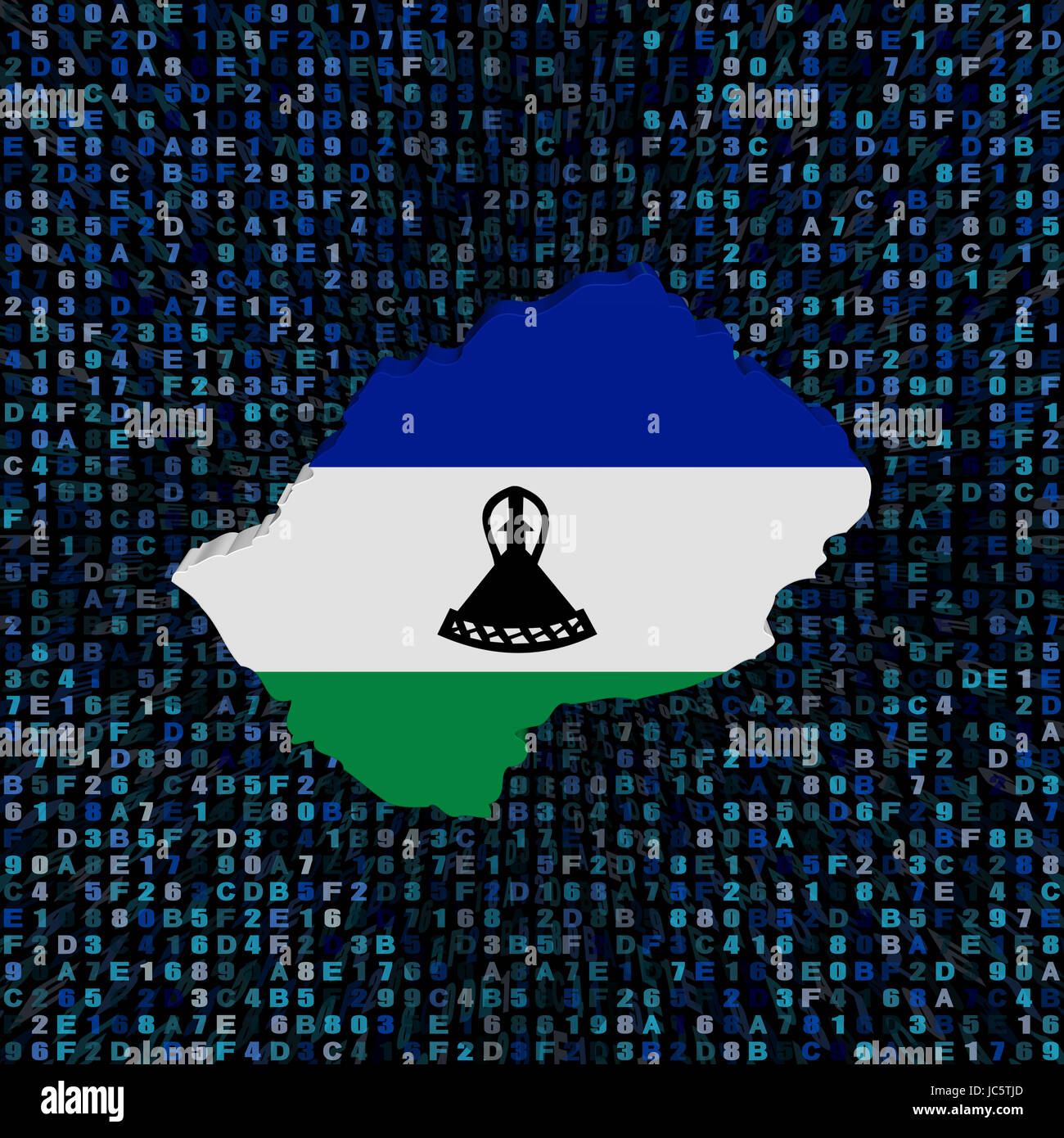 Lesotho map flag on hex code illustration Stock Photo - Alamy