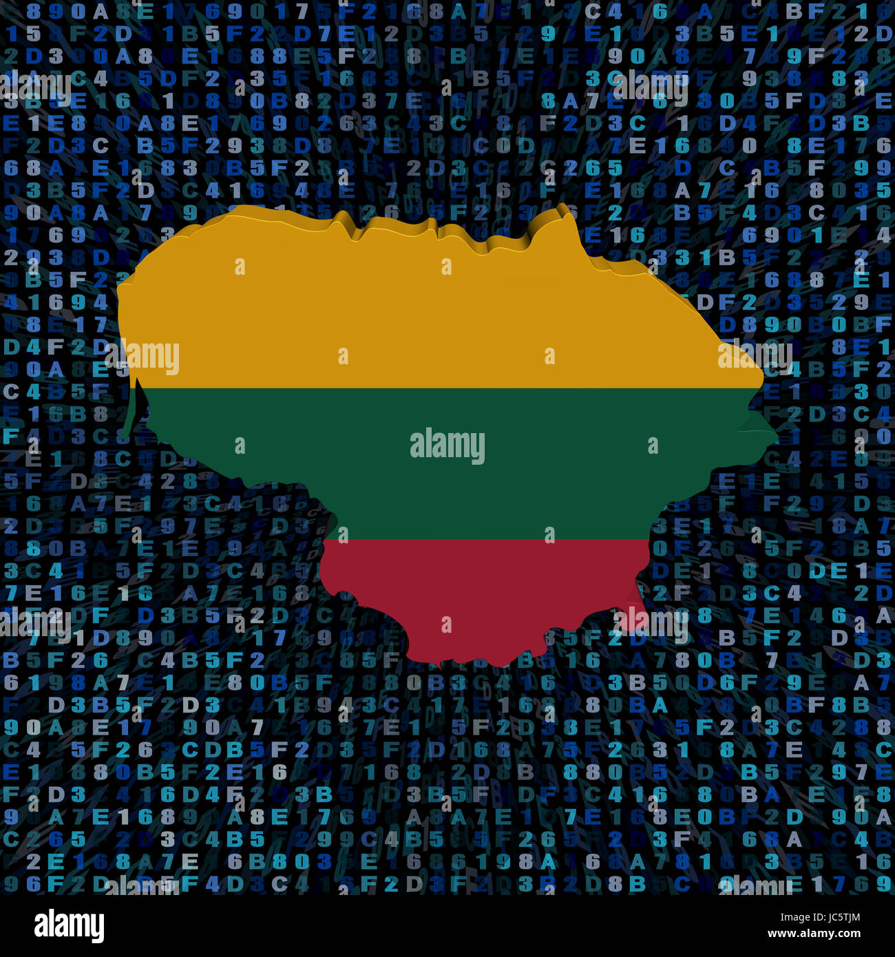 Lithuania map flag on hex code illustration Stock Photo - Alamy