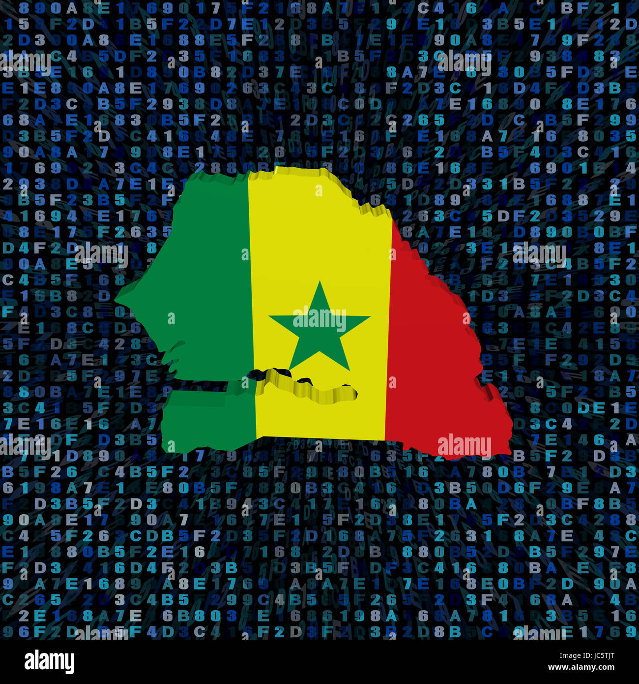 Senegal map flag on hex code illustration Stock Photo - Alamy