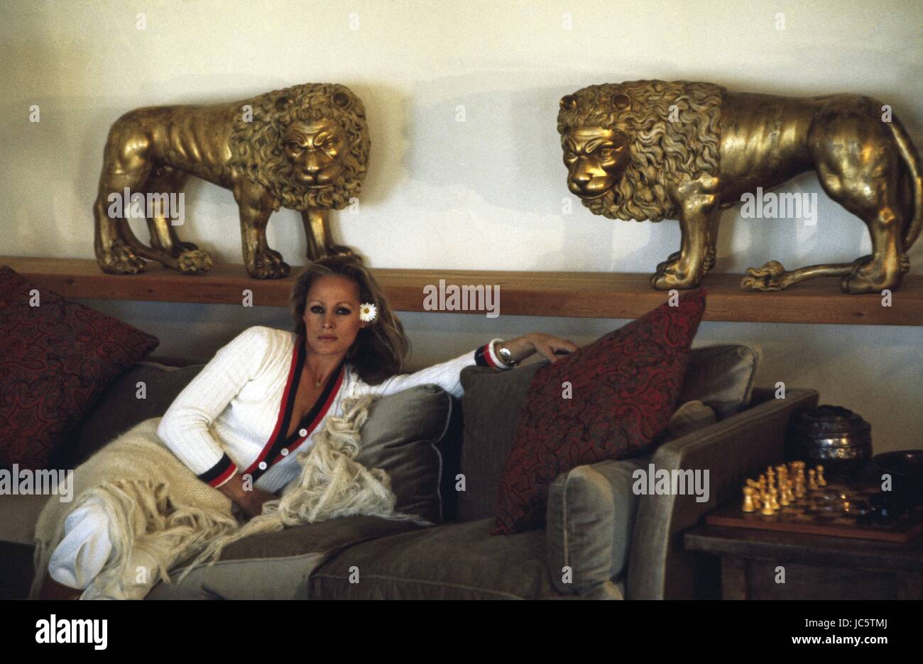 Actress Ursula Andress at home in her house in Ibiza. 1978 Photo ...